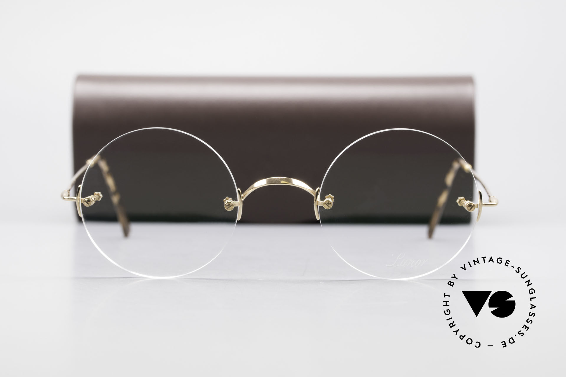 Brillen Lunor Classic Round GP Steve Jobs Brille Randlos Gold