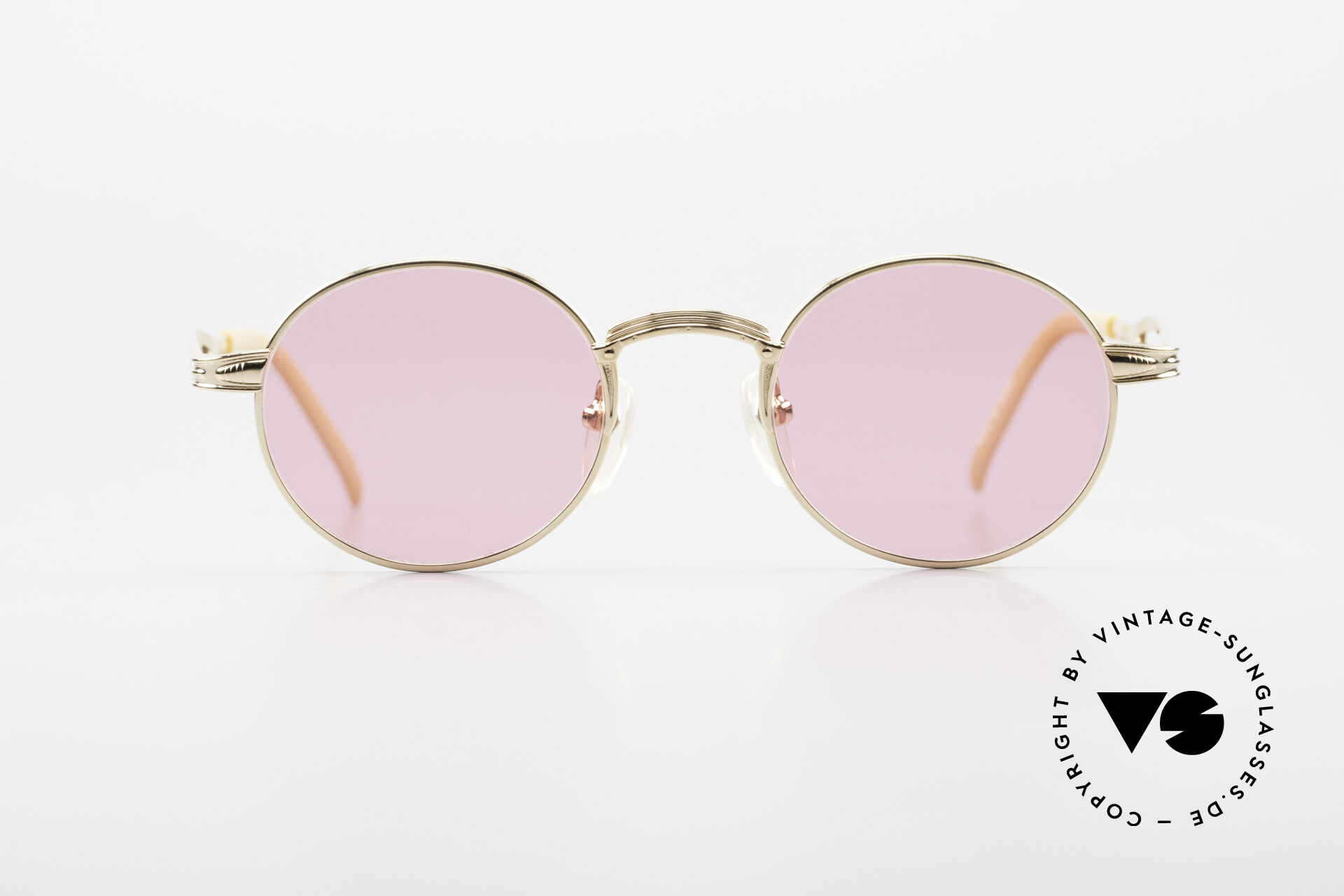 Sonnenbrillen Jean Paul Gaultier 55-7107 Runde Pinke Vergoldete Brille